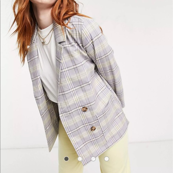 Monki | Jackets & Coats | Nwt Monki Twiggy Set Check Double Breasted ...
